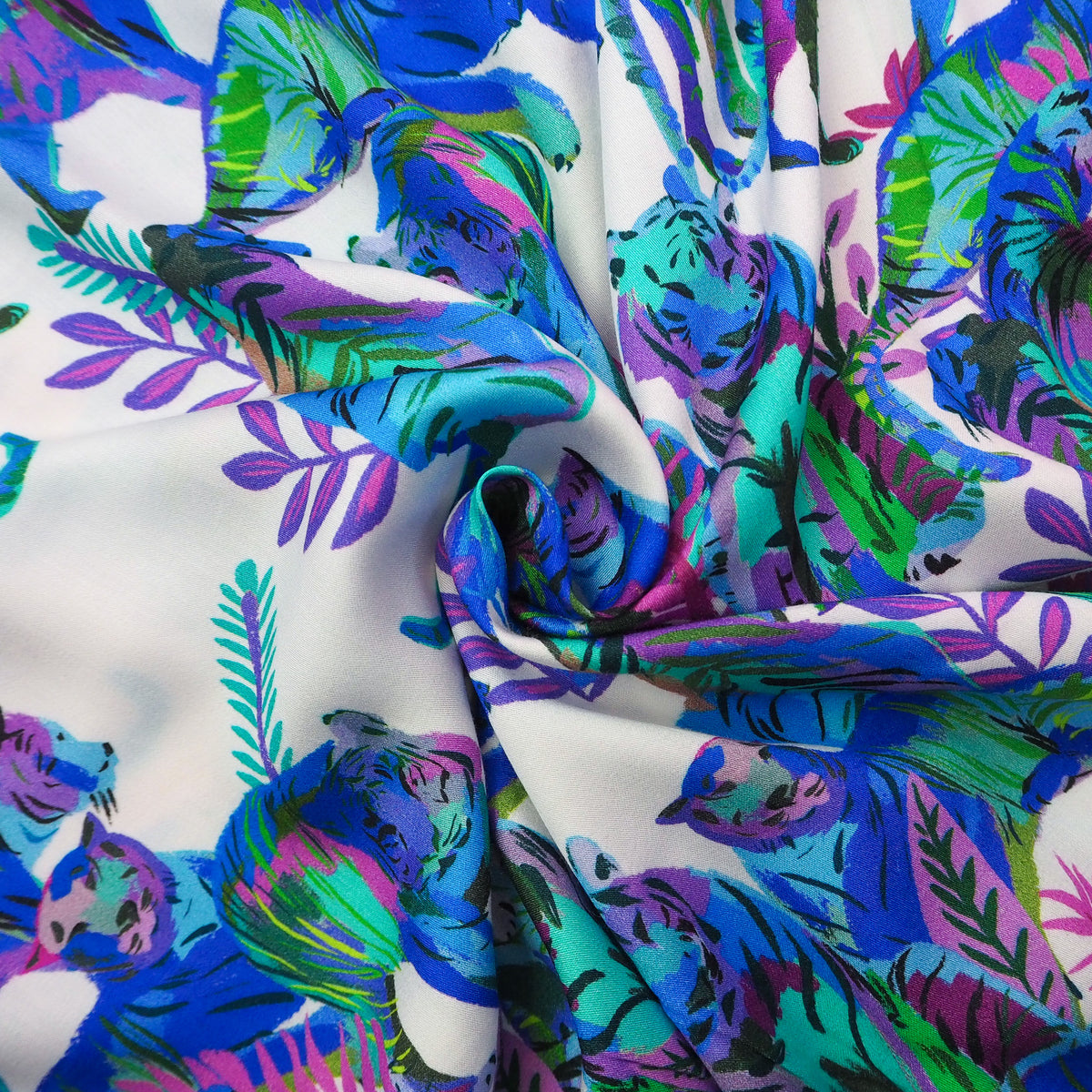 Tigers Blue/Green - Viscose – Grid Fabrics
