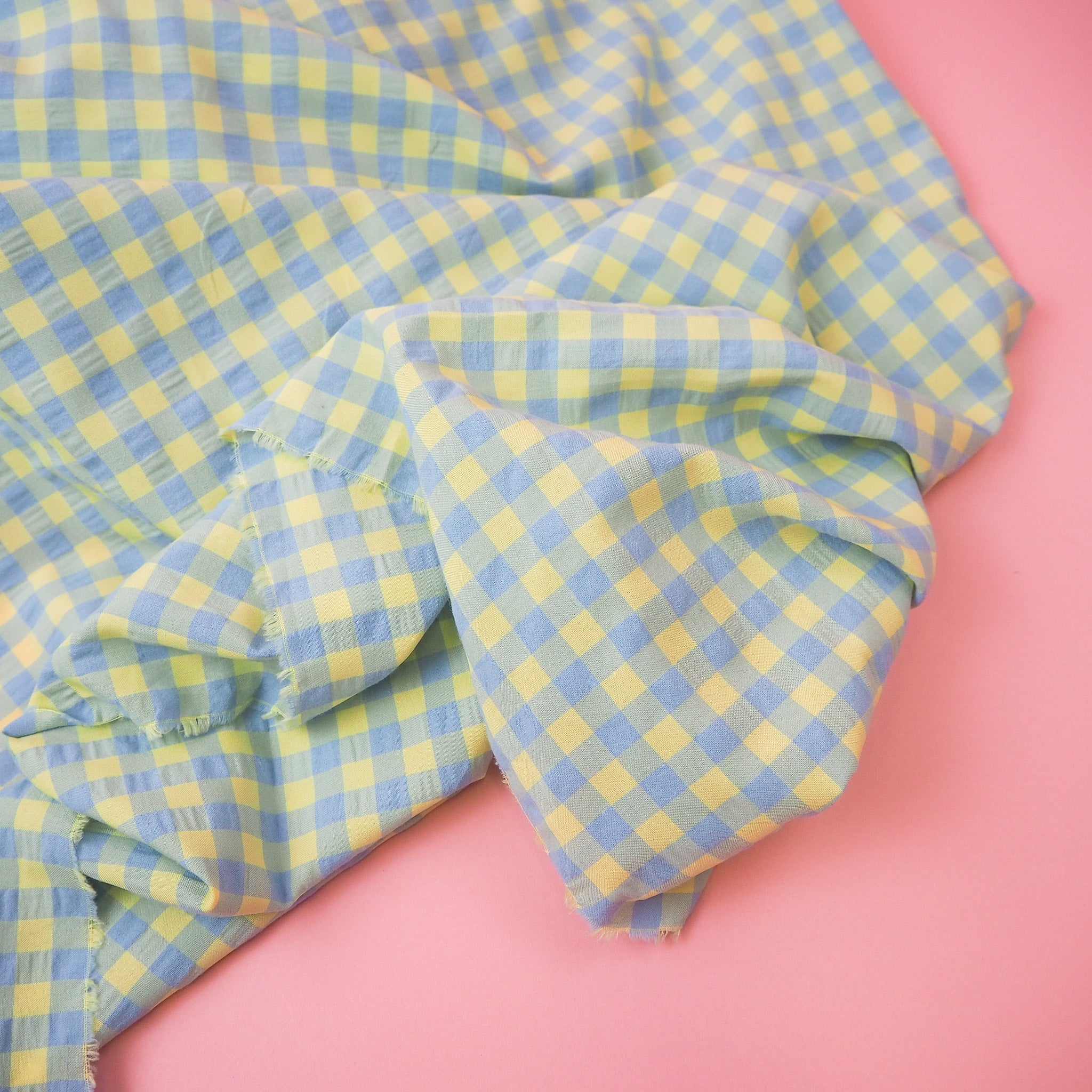 Gingham Yellow and Blue - Cotton – Grid Fabrics