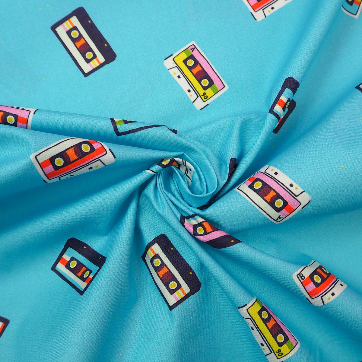 Drivin' Down 9 Cassettes Blue - Cotton – Grid Fabrics