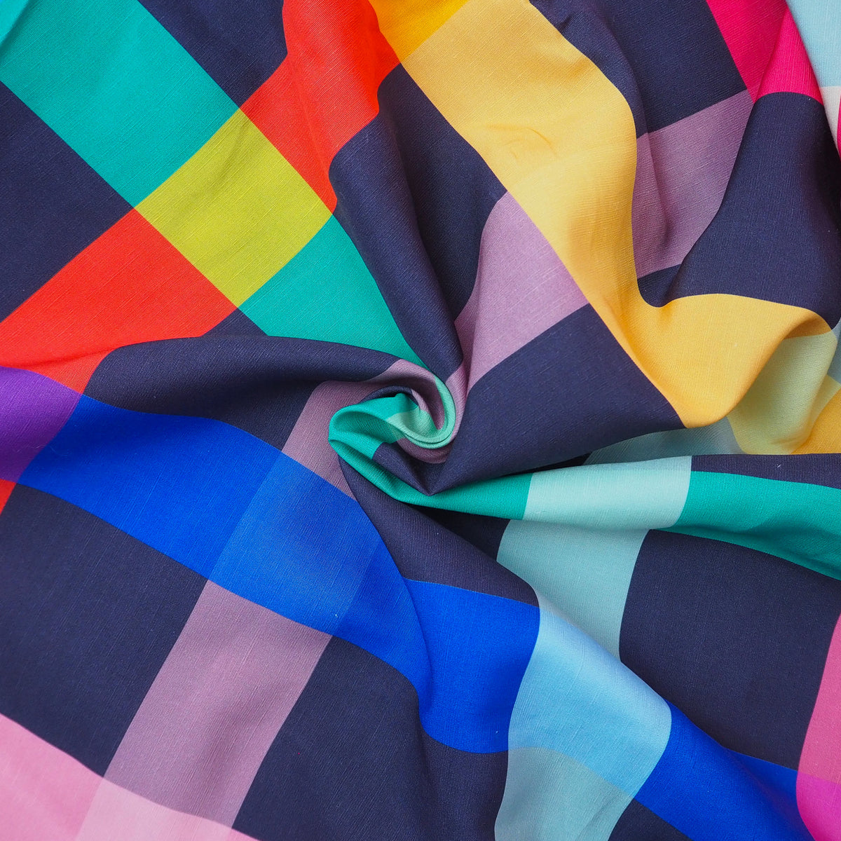 Watercolour Check Ink - Tencel Linen – Grid Fabrics