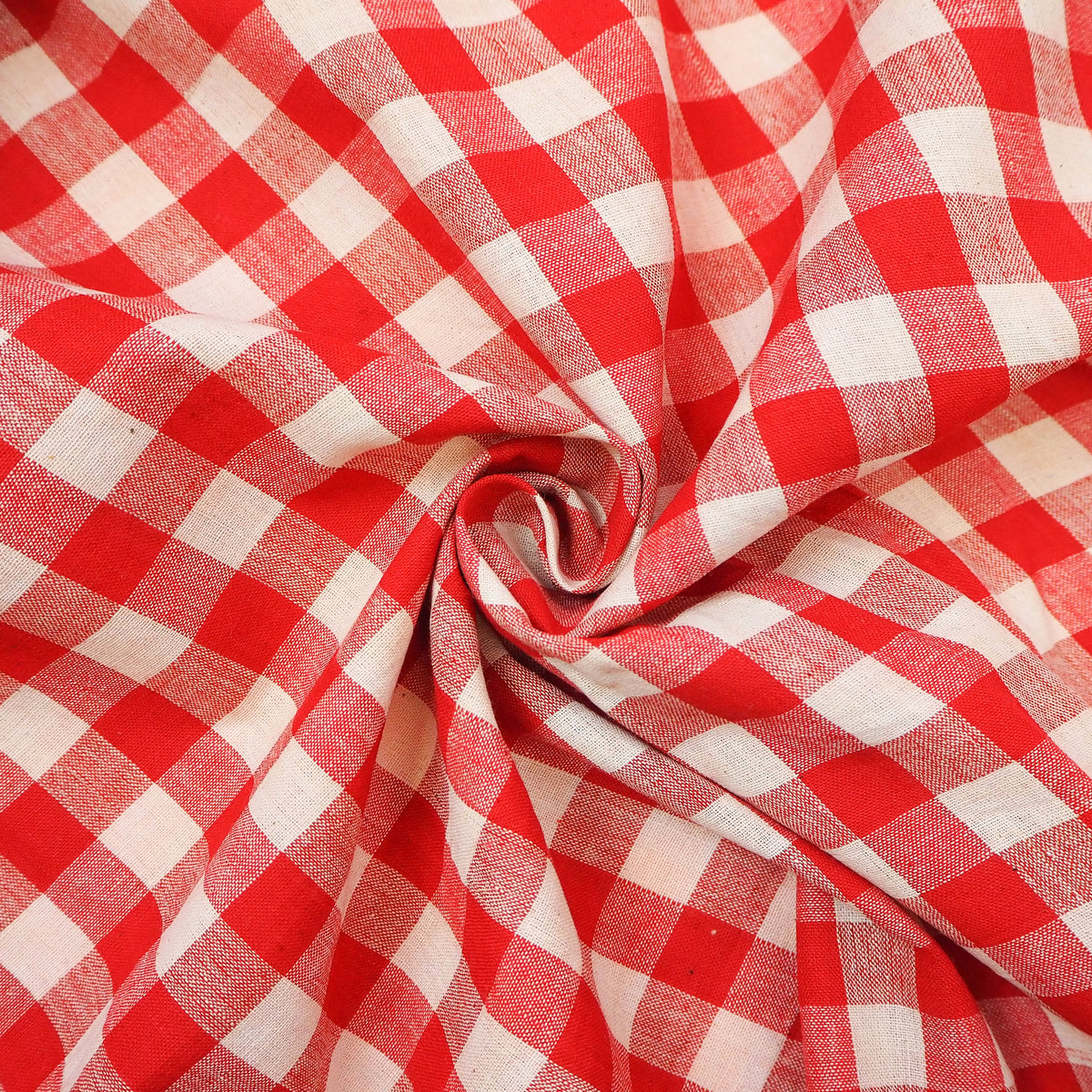 Large Gingham Red - Indian Cotton – Grid Fabrics