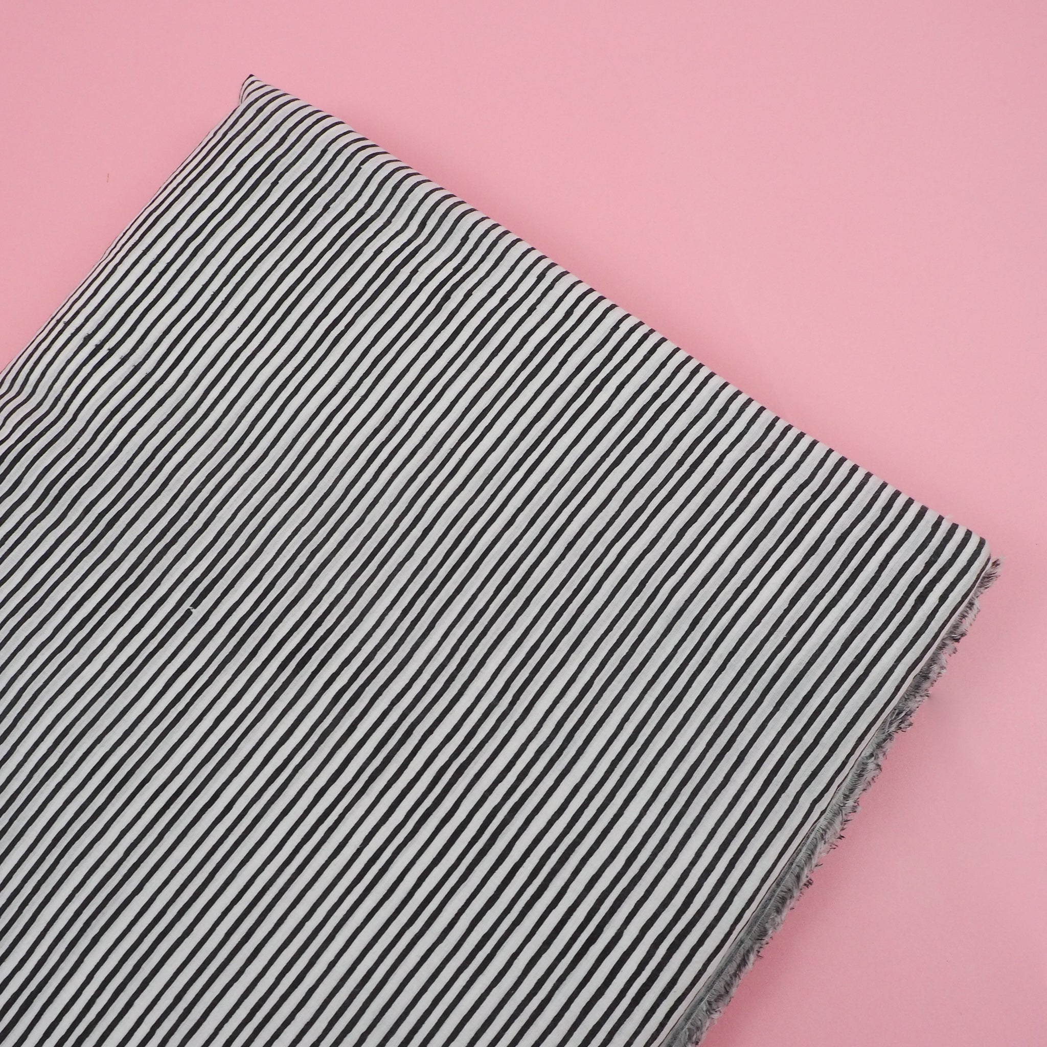 Lean Stripe Black - Indian Cotton – Grid Fabrics