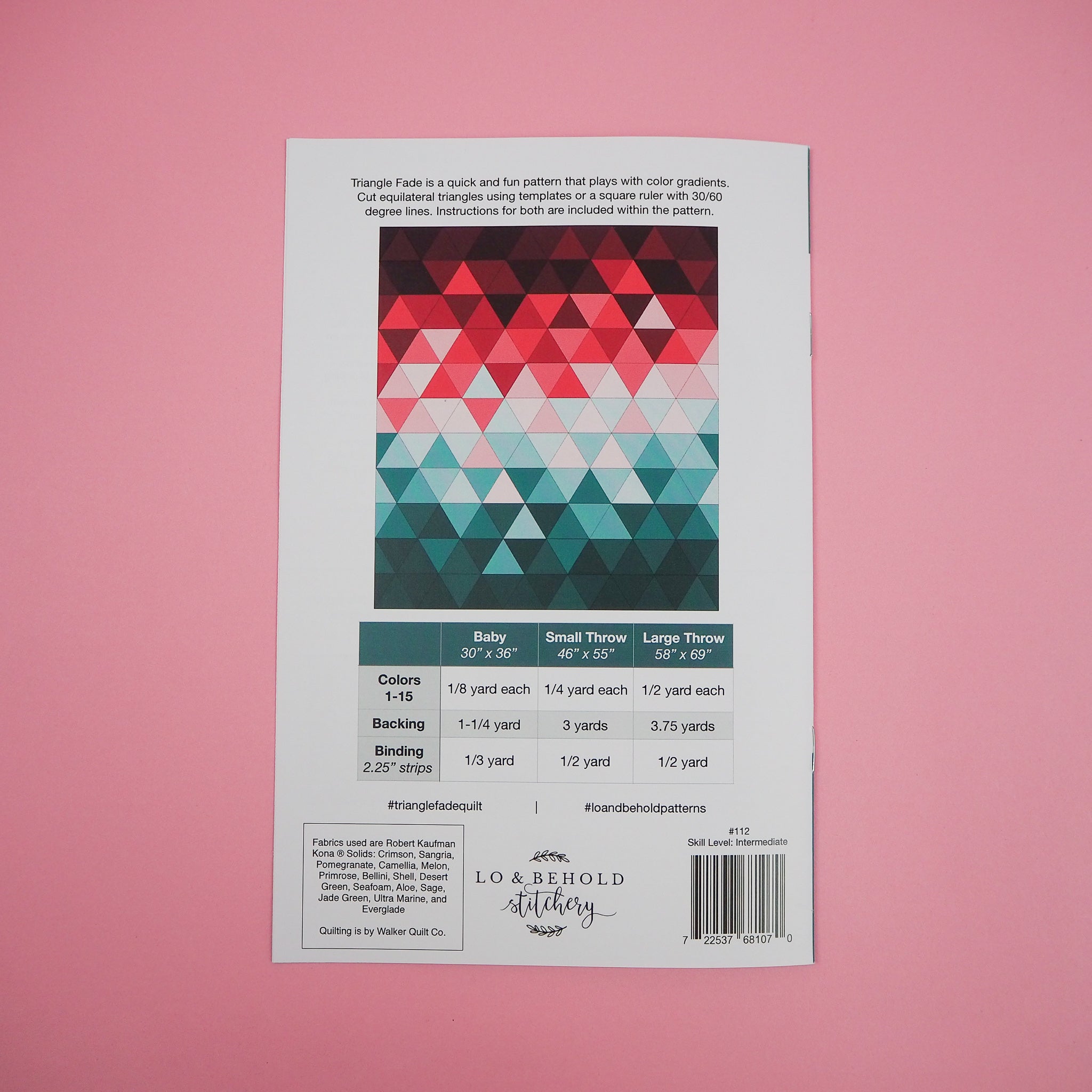 Triangle Fade Quilt Paper Pattern - Lo and Behold Stitchery – Grid Fabrics