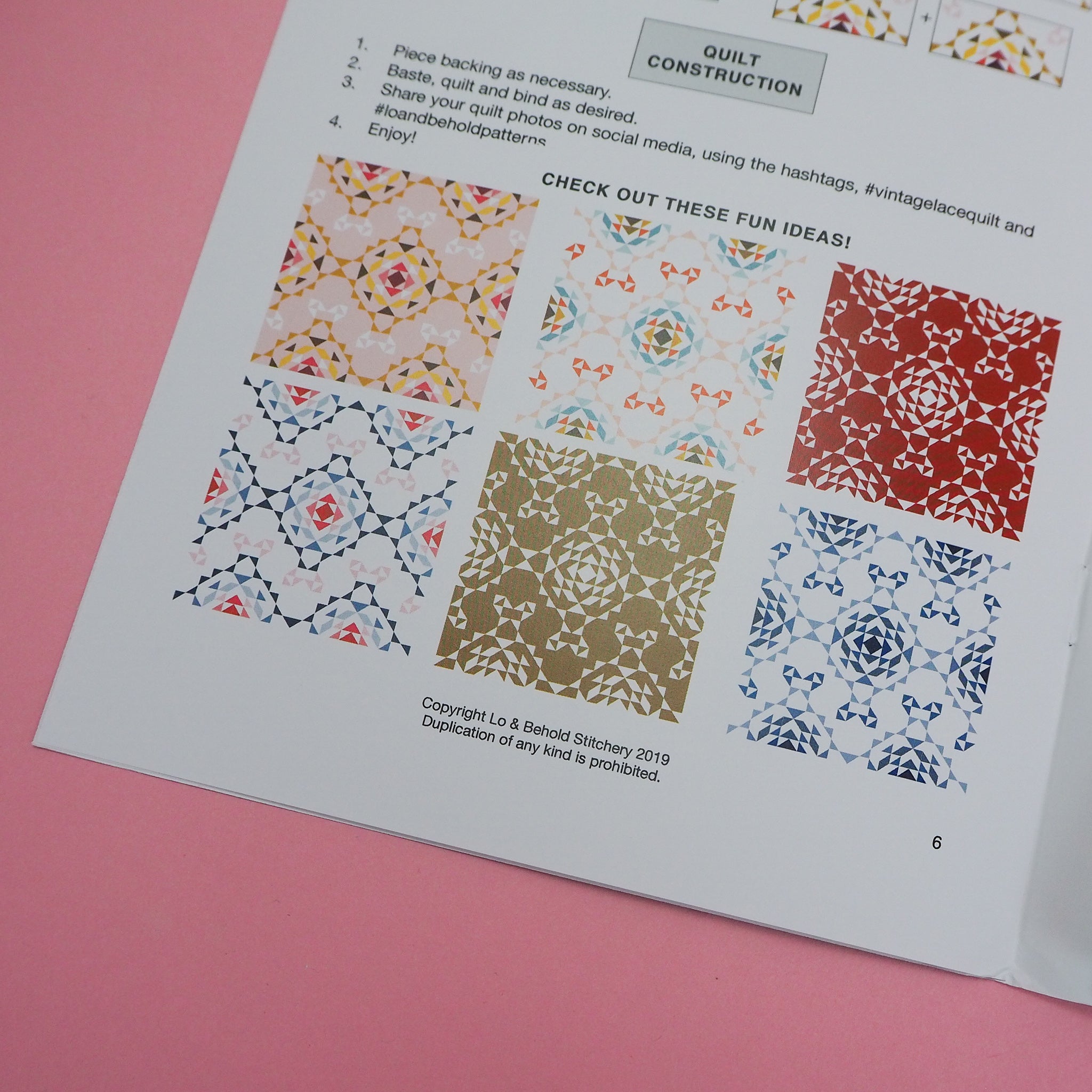 Vintage Lace Quilt Paper Pattern - Lo and Behold Stitchery – Grid Fabrics