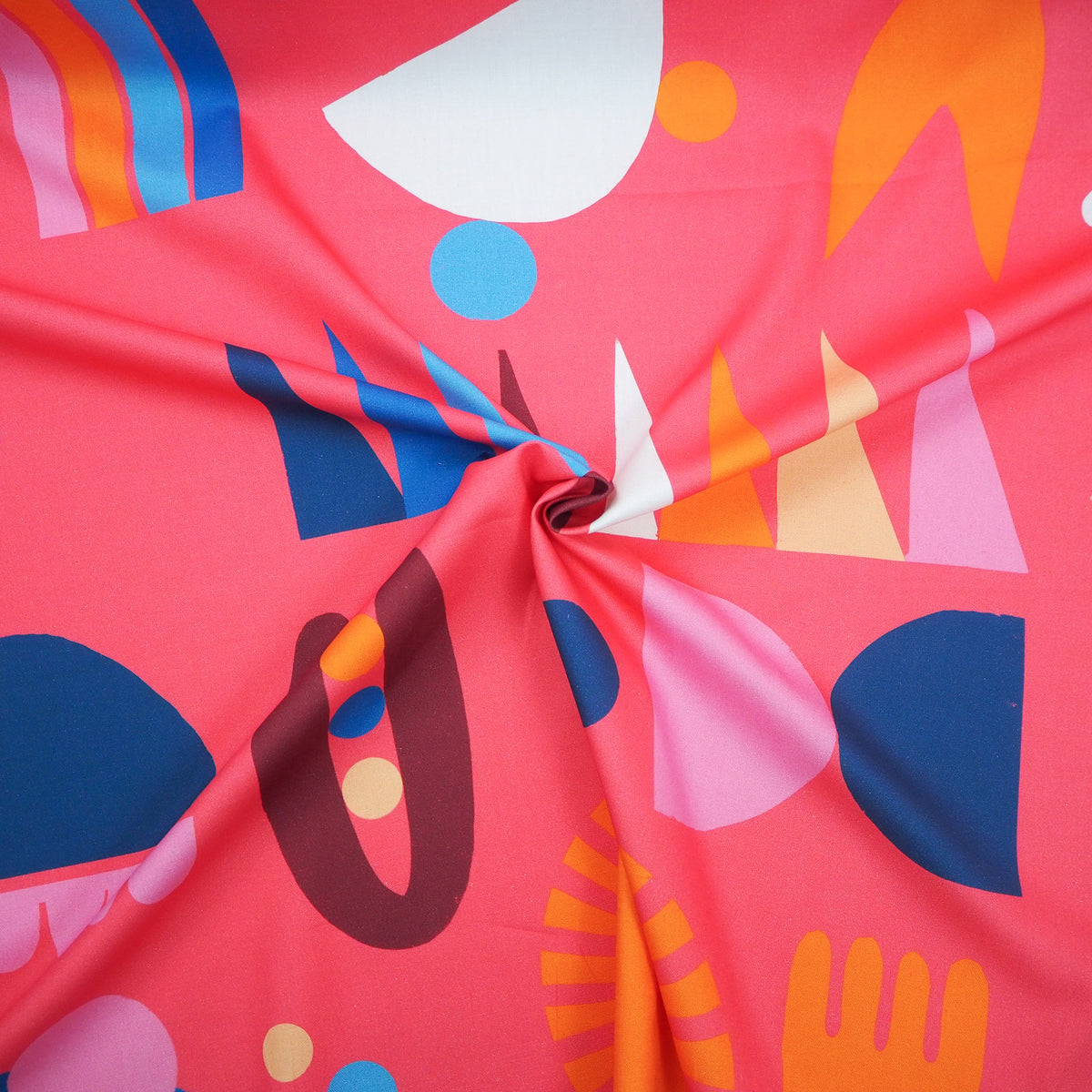 Large Grid Shapes Rose - Linen Cotton – Grid Fabrics