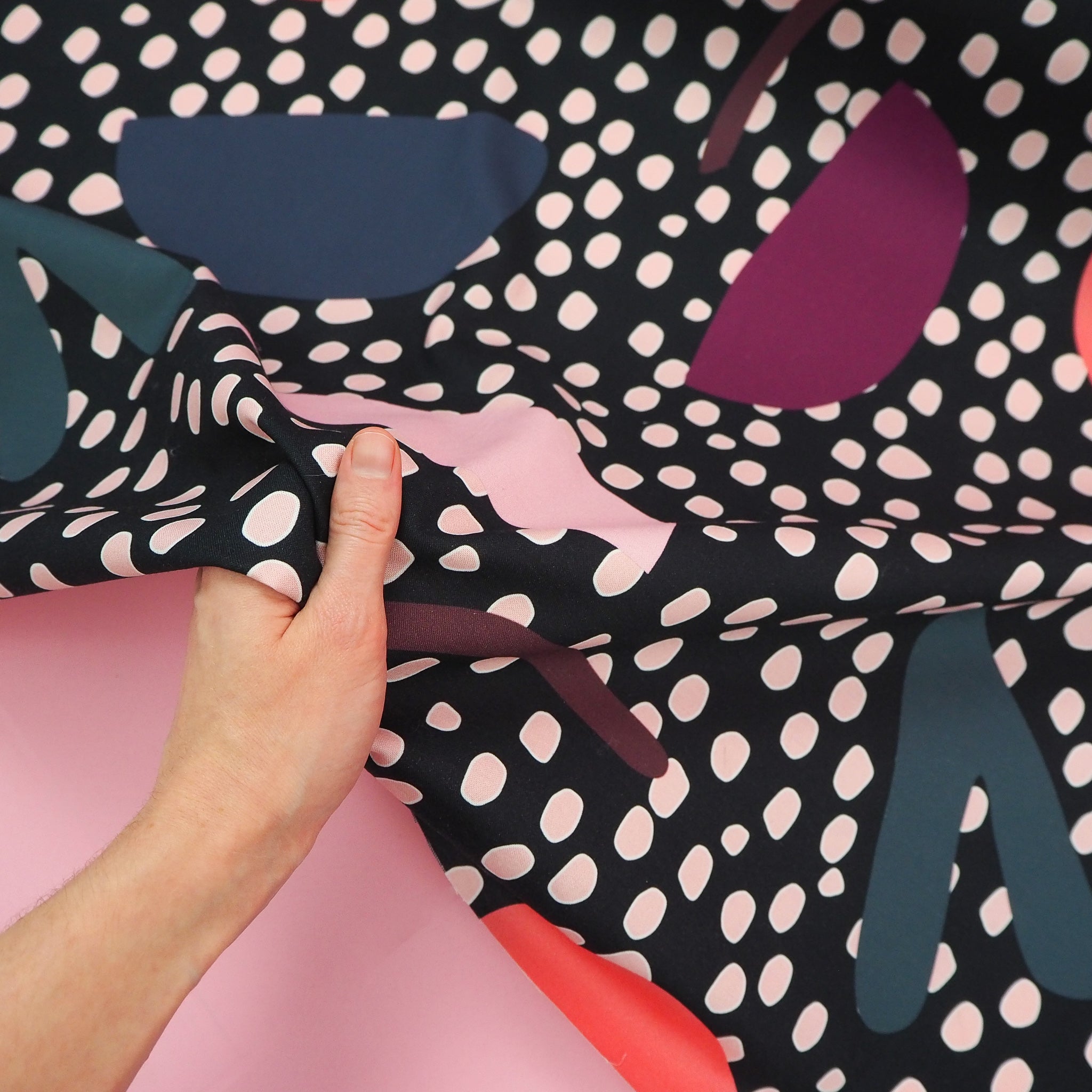 Spots and Shapes Black - Cotton – Grid Fabrics